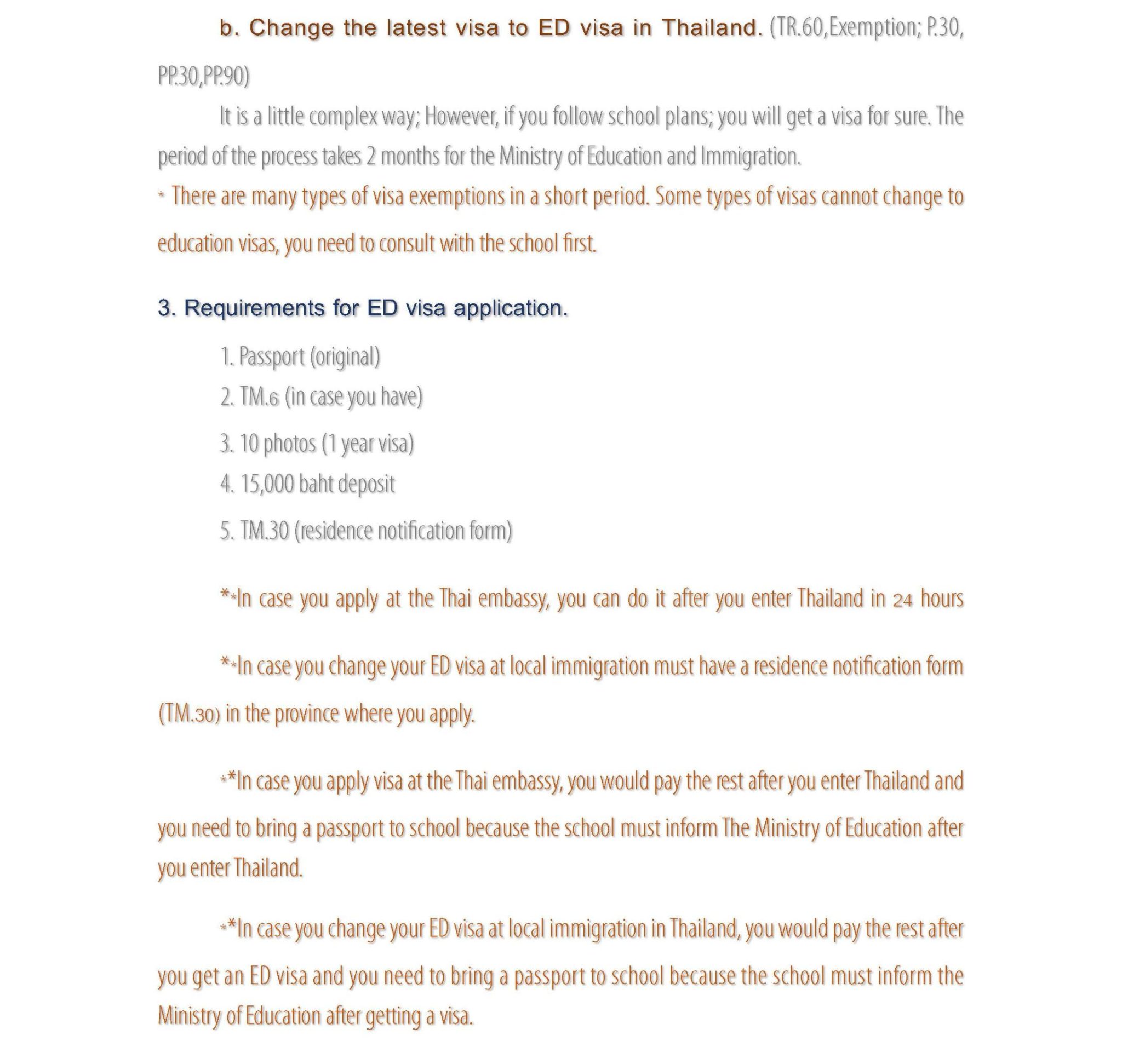 ED Visa information – Manna Thai Language